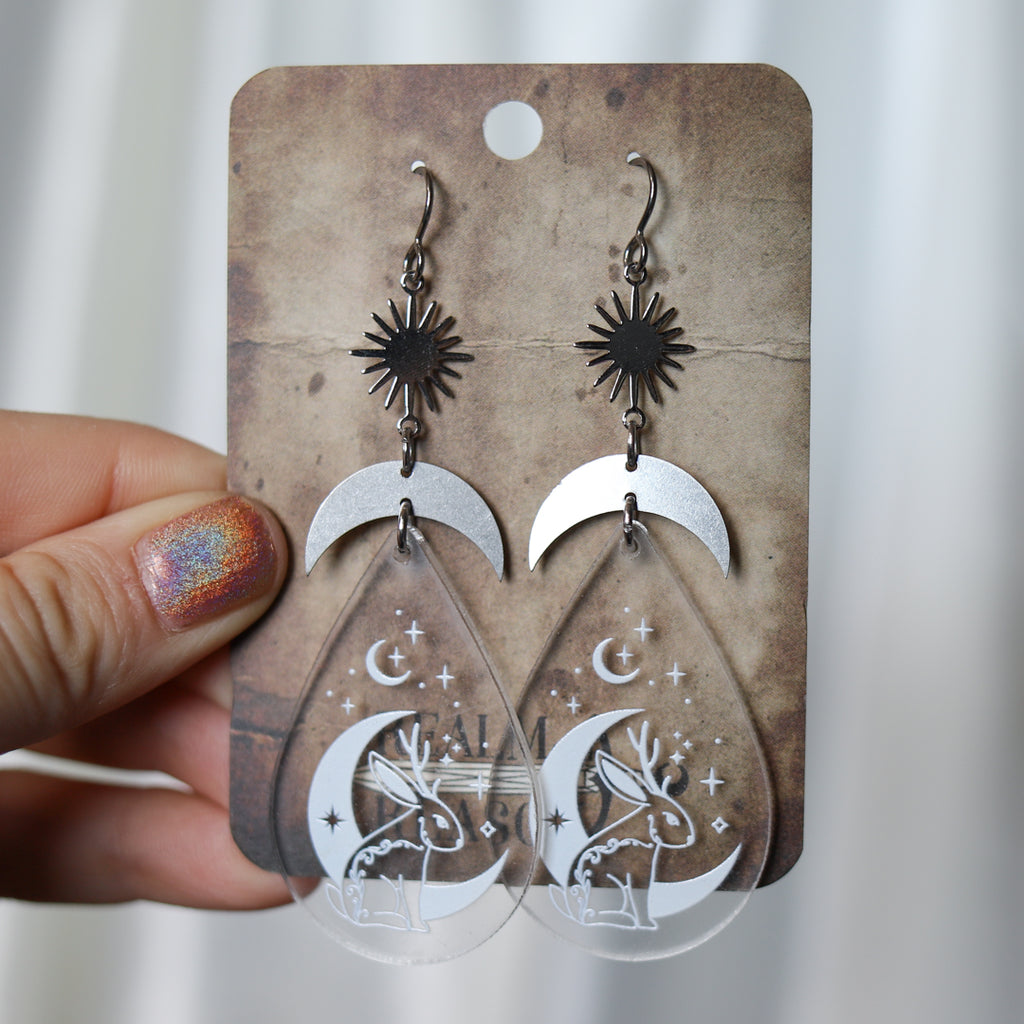 Celestial Jackalope Earrings (moon) – Realm and Reason
